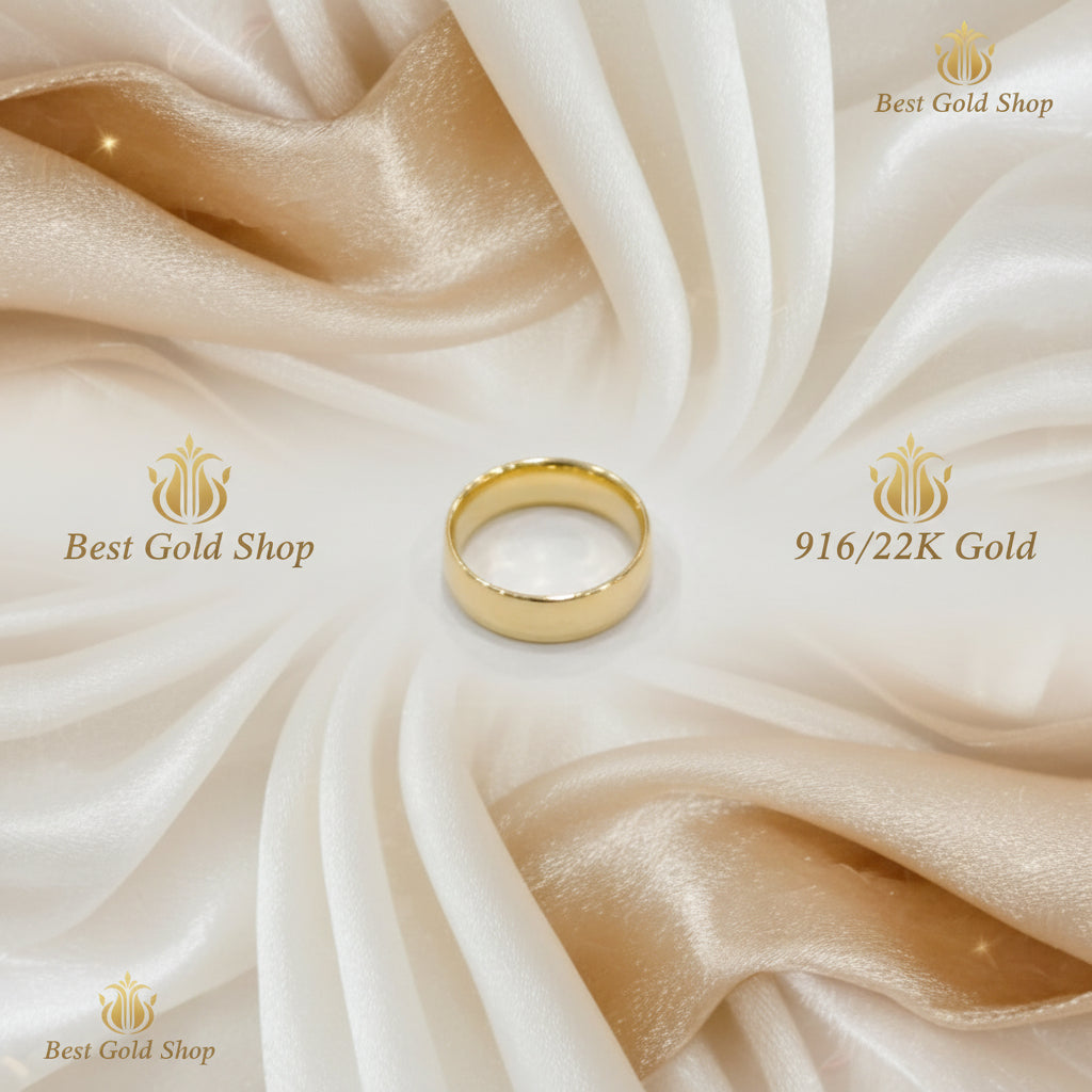 22K / 916 Gold Simple Shiny Design Ring V5 - Best Gold Shop